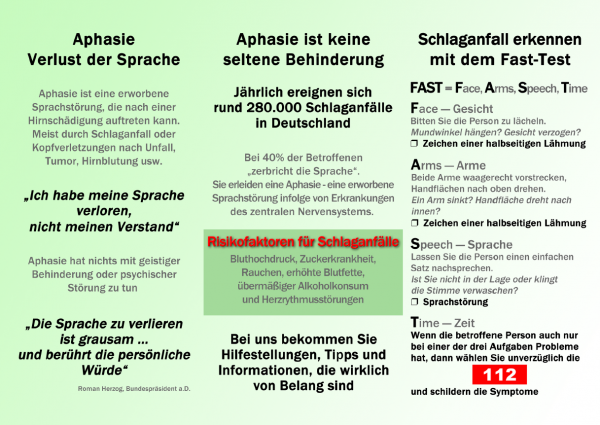 Flyer Aphasie und Schlaganfall SHG Herrenberg – Aphasie SHG Herrenberg